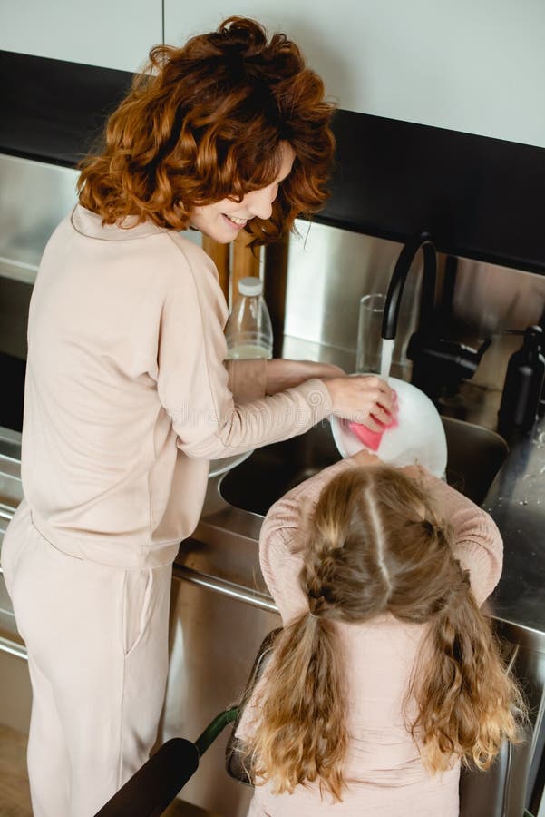 View of Kid Washing Plate with Stock Image - Image of housekeeping ...