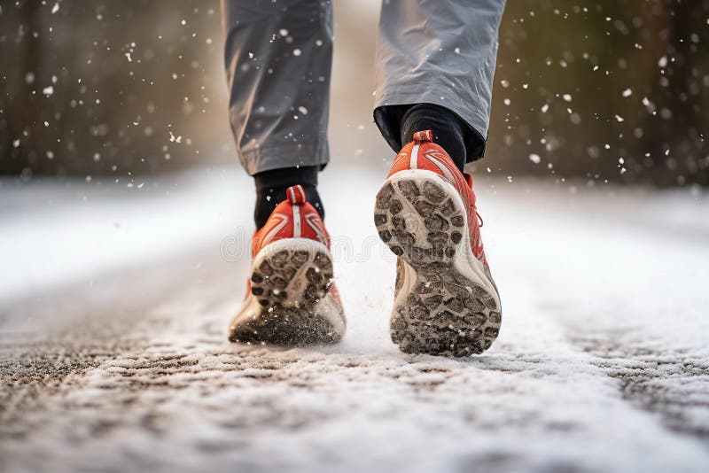 Back View of Legs Running in Snow Stock Illustration - Illustration of ...