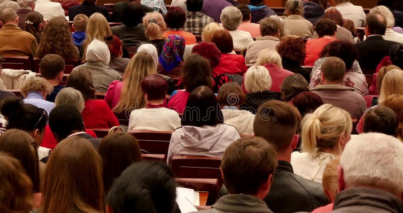 Back View Listeners Sitting in Large a Hall Stock Video - Video of ...