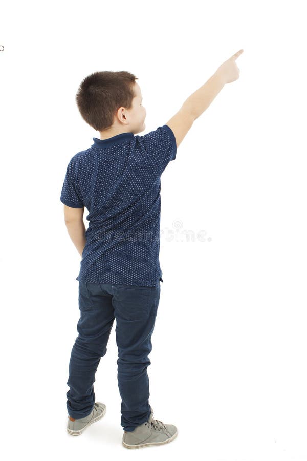 Little Boy Points To Place on World Map Stock Image - Image of child ...