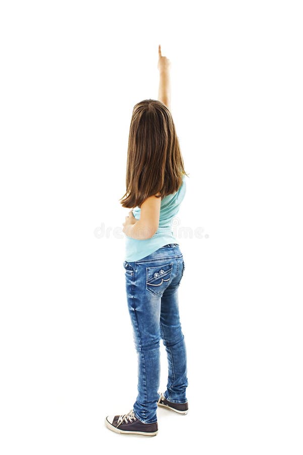 Back View of Dancing Beautiful Little Girl Stock Image - Image of jeans ...
