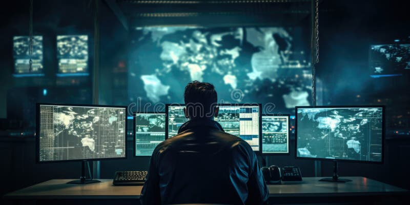 Back View of the Male Computer Engineer and Scientist Create Neural ...