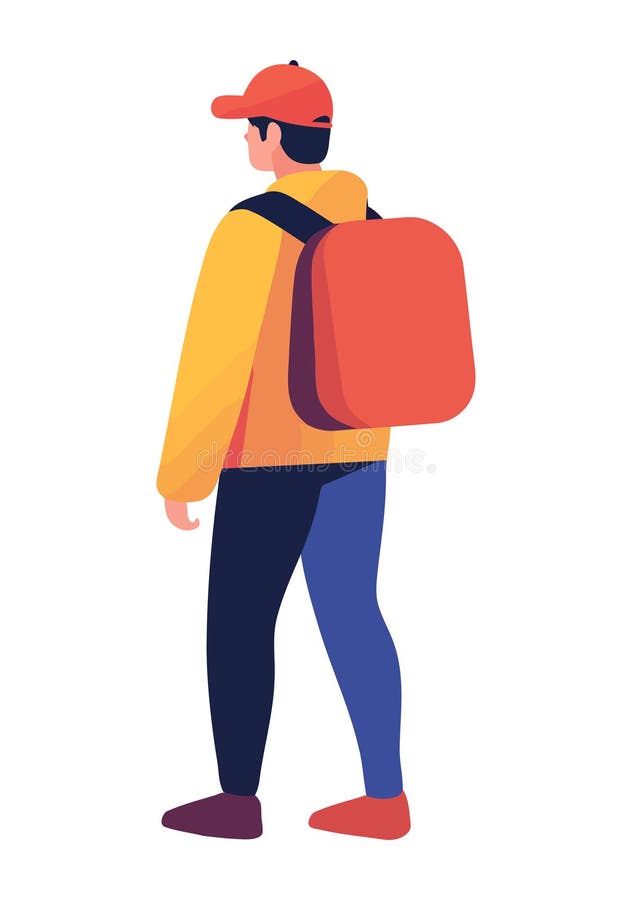 Back View Man with Backpack Stock Vector - Illustration of tourist ...