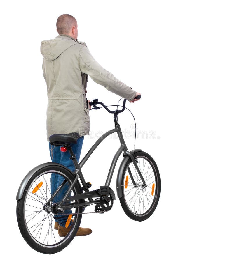 Back View of a Man with a Bicycle. Stock Image - Image of adult ...