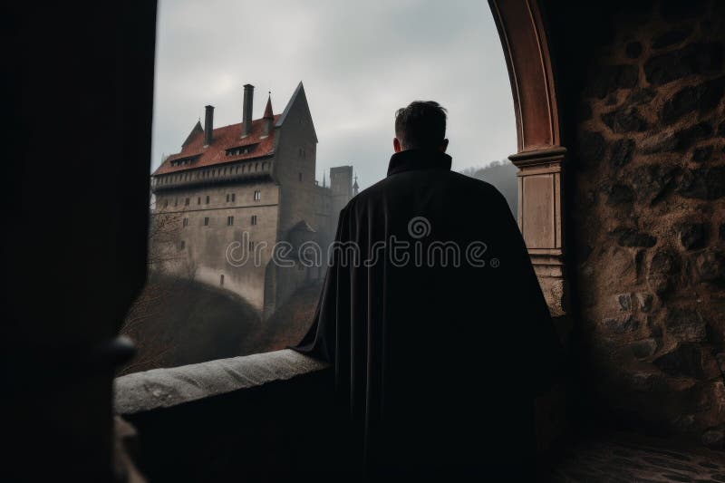 Back View Man Castle Summer. Generate Ai Stock Illustration ...