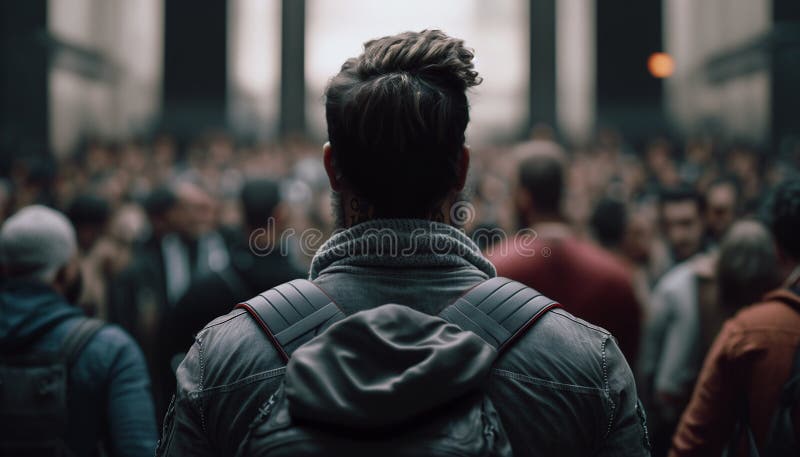 Back View of a Man. the Crowd Gathered To Protest Stock Photo - Image ...