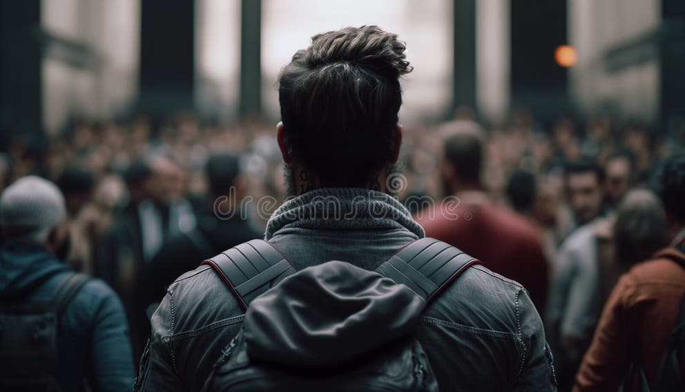 Back View of a Man. the Crowd Gathered To Protest Stock Photo - Image ...