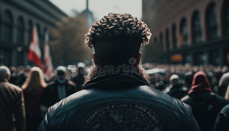 Back View of a Man. the Crowd Gathered To Protest Stock Illustration ...