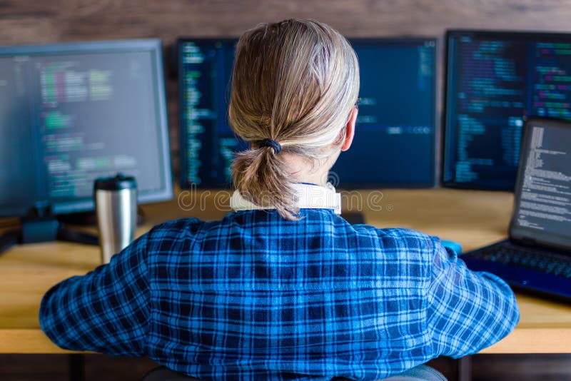 Software Developer, Freelancer Working with Program Code Stock Photo - Image of development ...