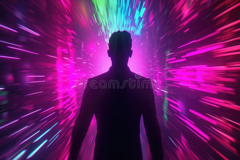 Back View of a Man Having a Psychedelic Experience _ Generative AI ...