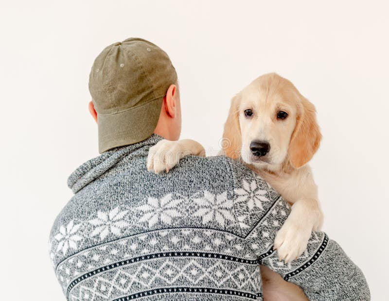 Man holding lovely dog stock photo. Image of cute, friendship - 168271826