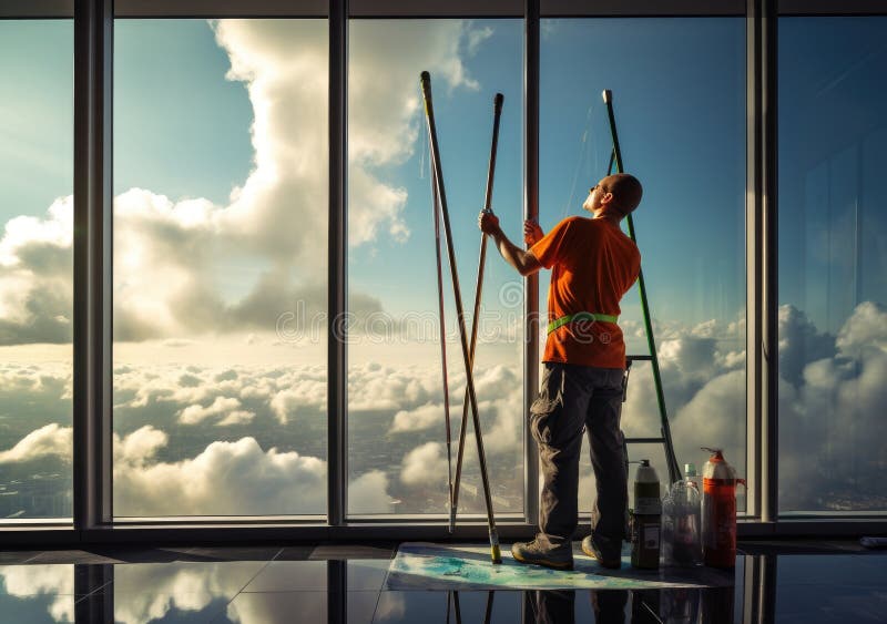 Worker Washing Windows Stock Illustrations – 369 Worker Washing Windows ...