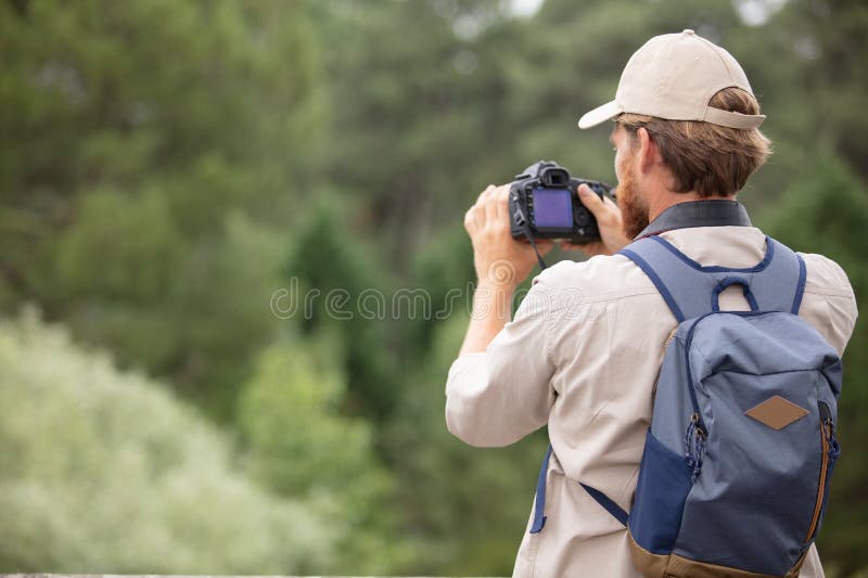 Back View Man Photographer Taking Photographs Nature Stock Photo ...