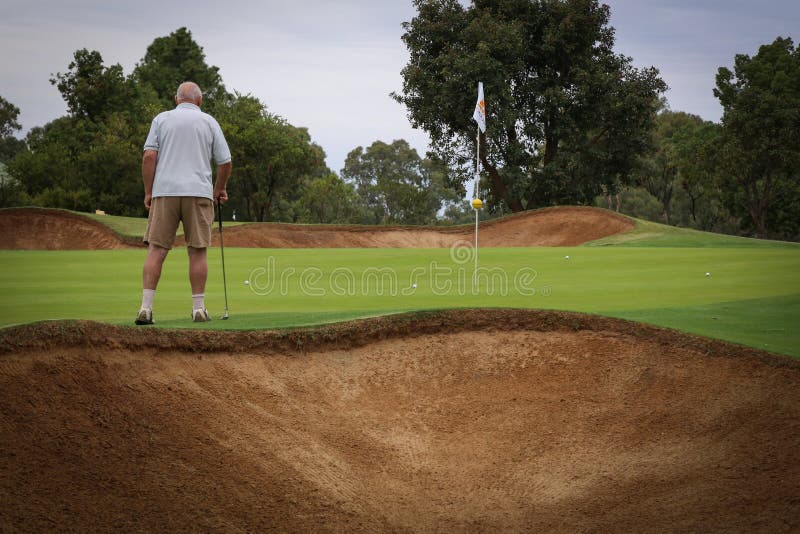 Back View of a Man Playing Golf Stock Image - Image of male ...