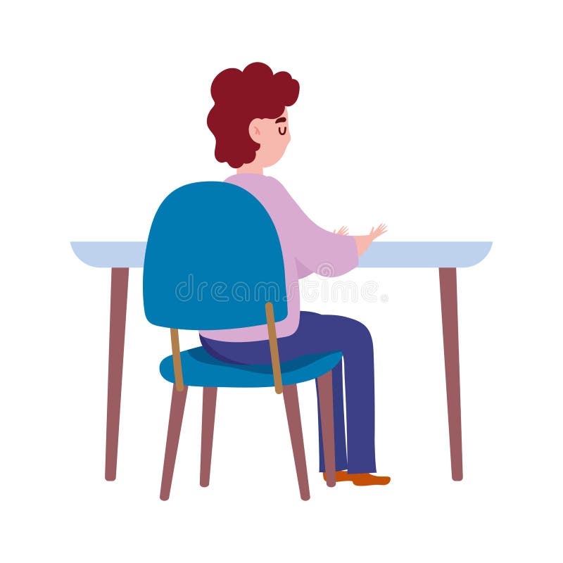 Back View Man Sitting on Table Isolated Design Icon Stock Vector ...