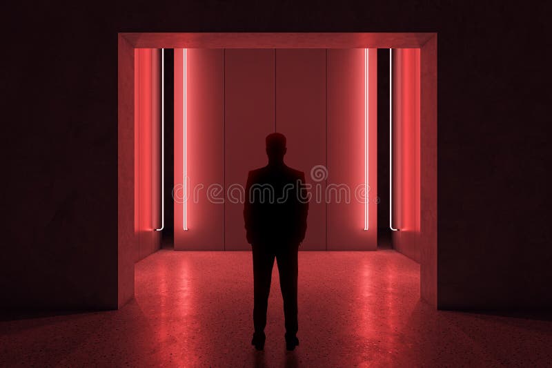 Back View of Man Standing in Abstract Room Interior Stock Photo - Image ...