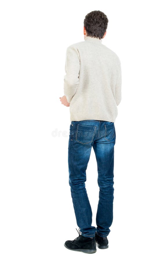 Back View of Man . Standing Young Guy. Stock Image - Image of adult ...