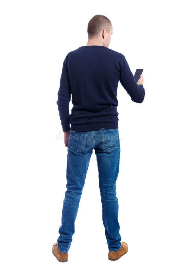 Back View of Man in Suit Talking on Mobile Phone. Stock Photo - Image ...