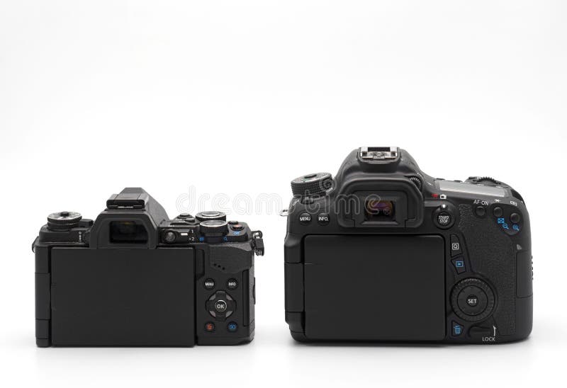 Body of Mirrorless Camera and DSLR Camera Isolated on White Back Stock ...