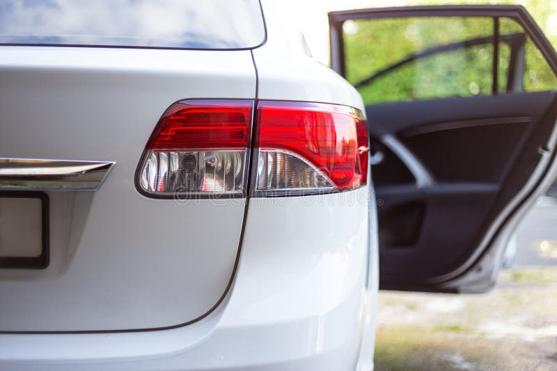 Back View of Modern Car with Open Doors Stock Photo - Image of rear ...