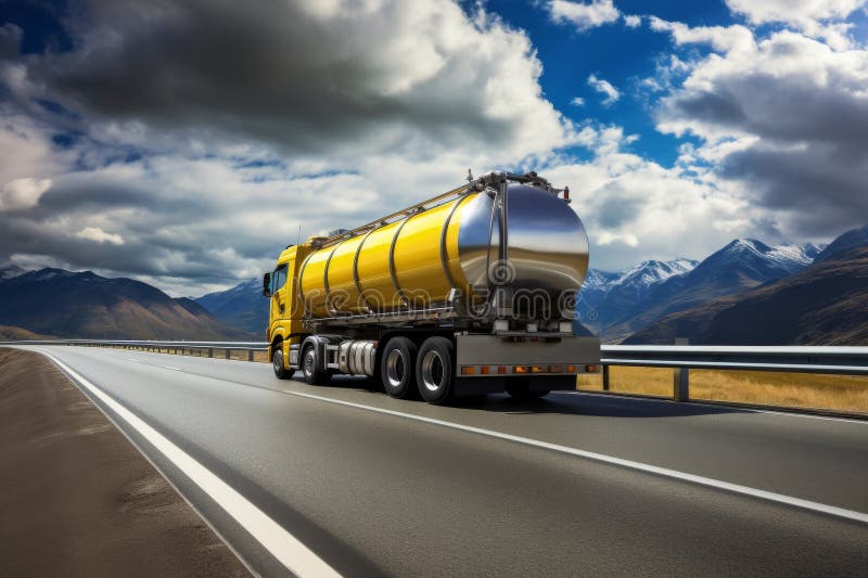 Back View of Modern Fuel Tanker Truck on the Road Stock Illustration ...