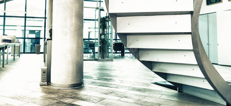Back View of Modern Staircase in Business Office Interior Stock Photo ...