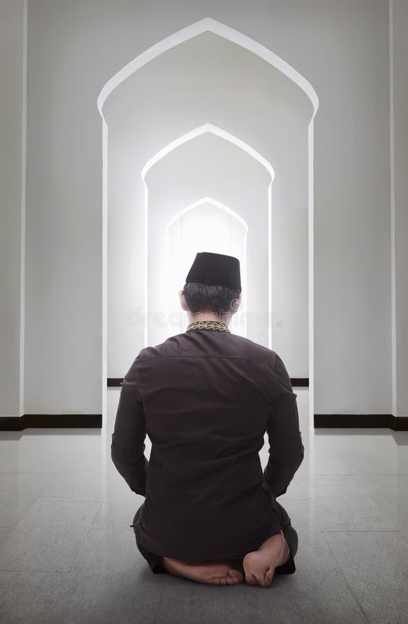 Back View of Muslim Man with Cap Praying Stock Image - Image of ...
