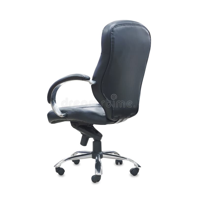 Back View of Office Chair from Black Leather. Isolated Stock Image ...