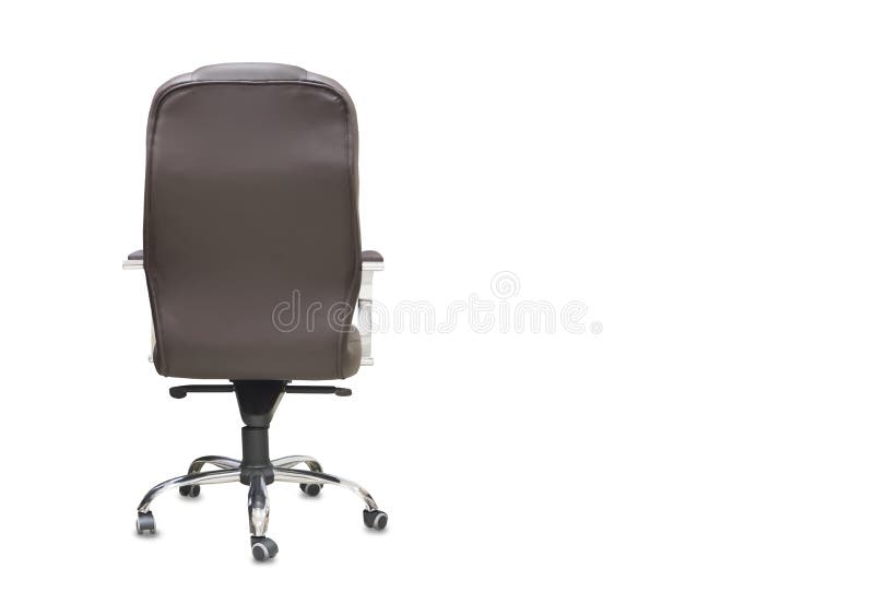 Back View of Office Chair from Brown Leather. Isolated Stock Image ...
