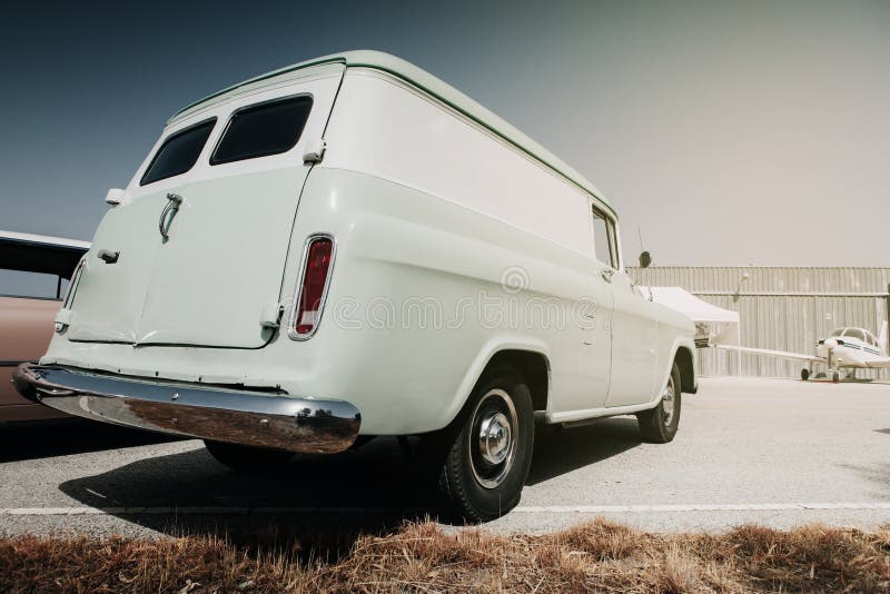 Back View of an Old Wagon Parked at the Aerodrome. Stock Image - Image ...