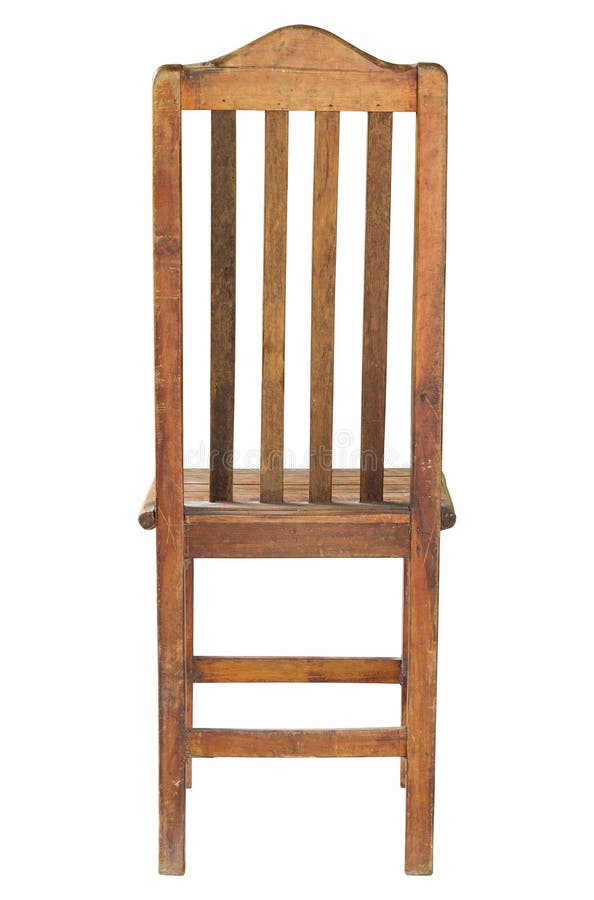 Back View of Old Wooden Chair Isolated on White Stock Photo - Image of ...