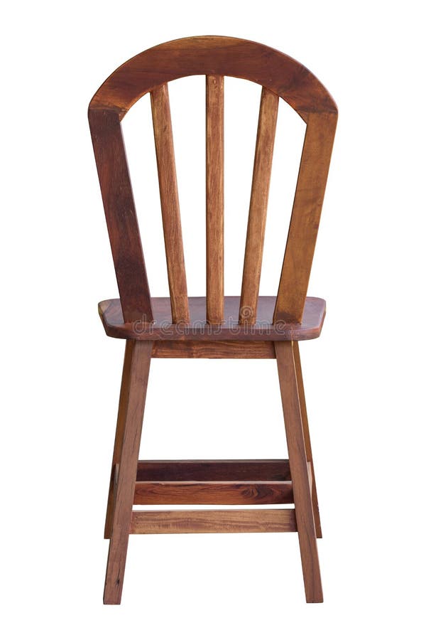 Back View of Old Wooden Chair Isolated on White Stock Photo - Image of ...