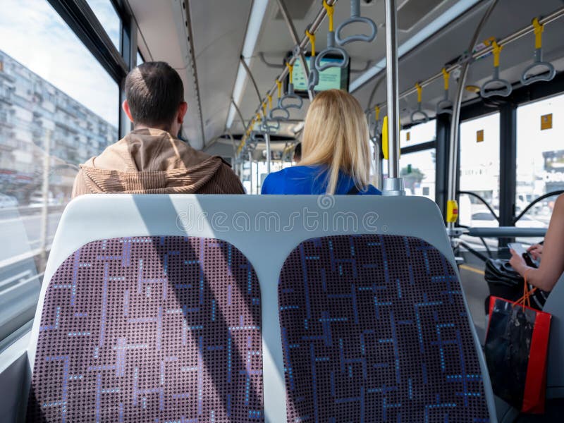 Back View of Passengers and Empty Seats Inside a Public Bus Stock Image ...