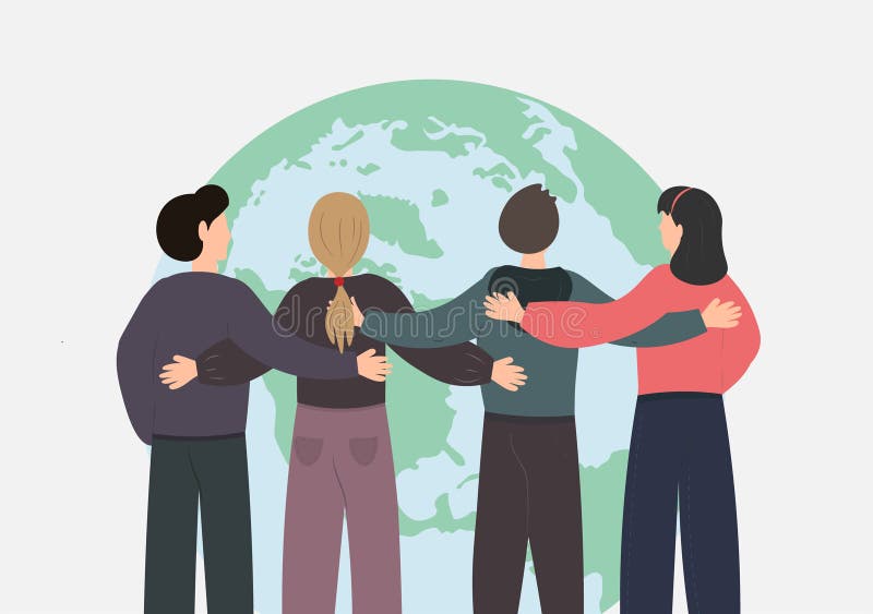 Back View of People Staying Together Embracing Each Other, Friendship ...