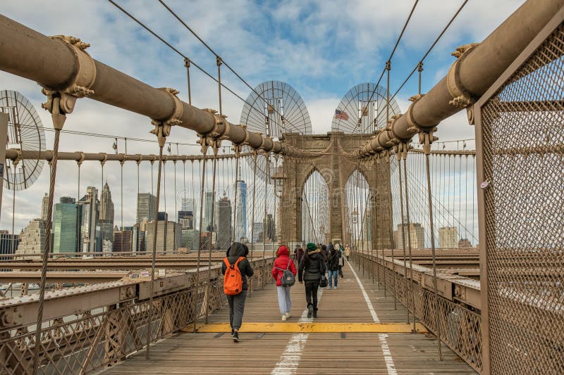 Back View of People Walking on the Brooklyn Editorial Stock Photo ...
