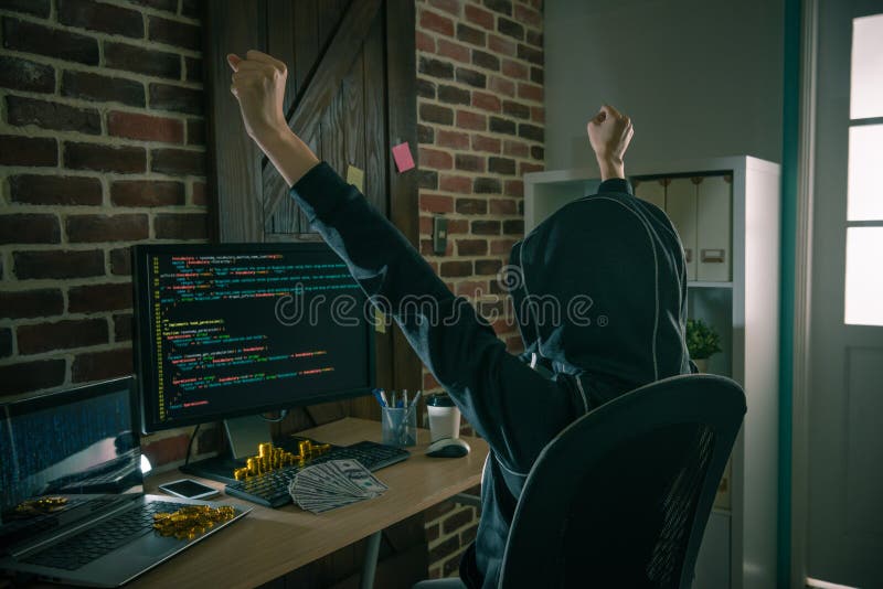 Back View Photo of Professional Female Hacker Stock Image - Image of ...