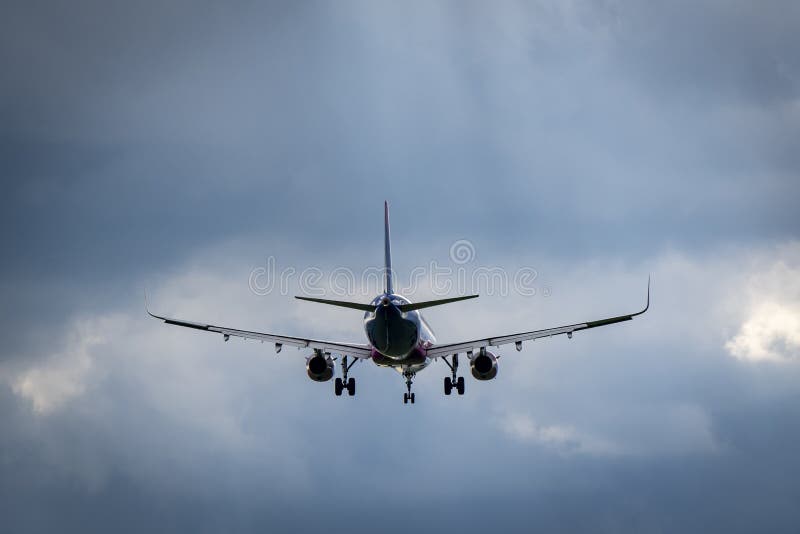 Back View of a Plane in the Sky Stock Image - Image of technology ...