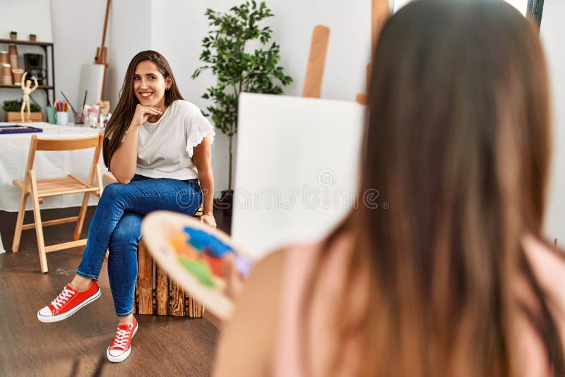Back View Portrait of Artist Painting at Art Studio Stock Photo - Image ...