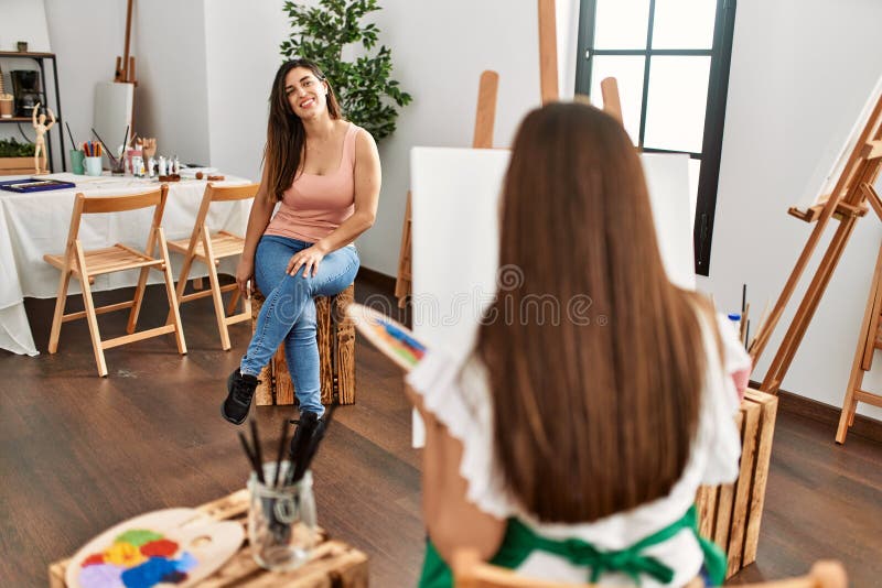 Back View Portrait of Artist Painting at Art Studio Stock Photo - Image ...