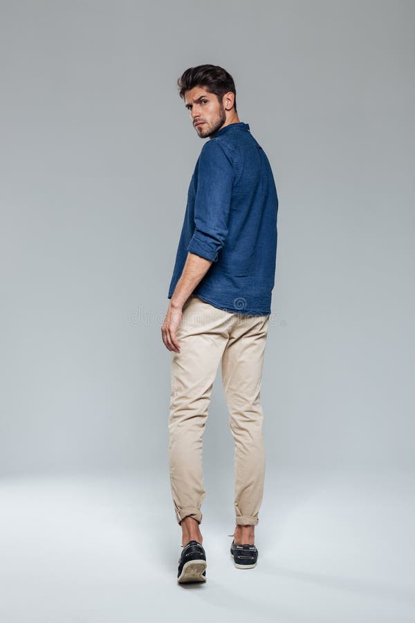 Back View Portrait of a Casual Man Walking Stock Image - Image of ...