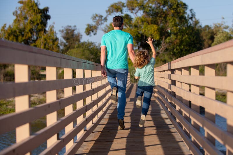 Back View Portrait of Happy Father and Son. Stock Image - Image of ...