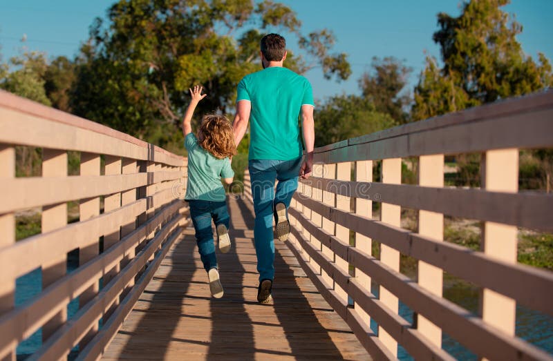 Back View Portrait of Happy Father and Son. Stock Photo - Image of ...