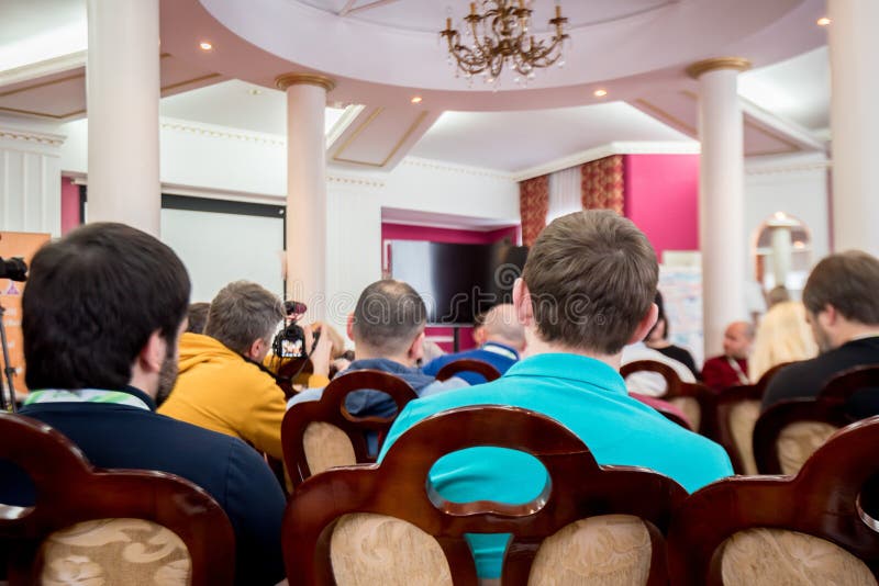 People On The Conference. Back View. Horizontal Editorial Photography ...