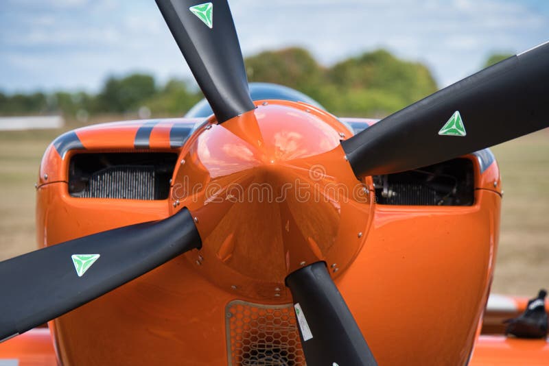 Back View of Propeller of Orange Plane Stock Photo - Image of flight ...