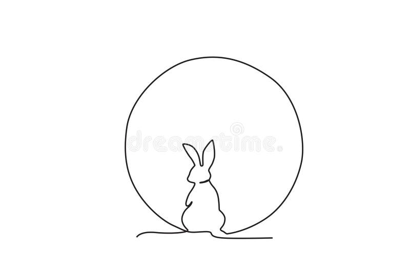 Back View of a Rabbit and the Moon Stock Vector - Illustration of ...