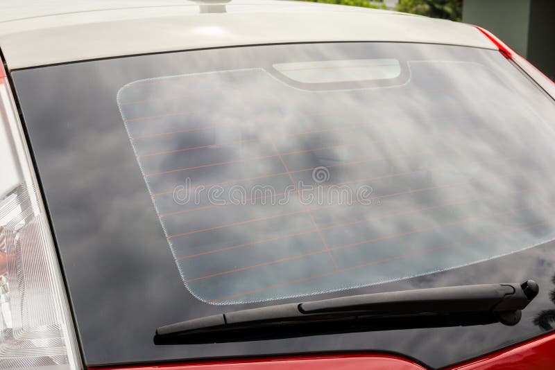 Back View Of Red Car Window For Sticker Mockup Stock Image - Image of ...