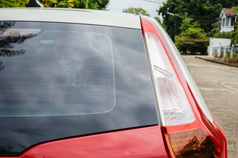 Back View of Red Car Window for Sticker Mockup Stock Image - Image of ...