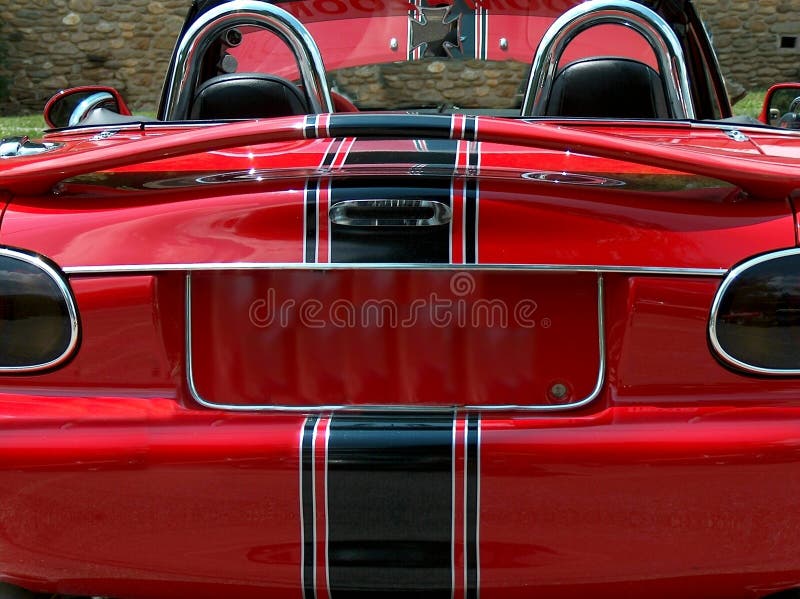 Back View of Red Convertible Stock Image - Image of transport, stripes ...