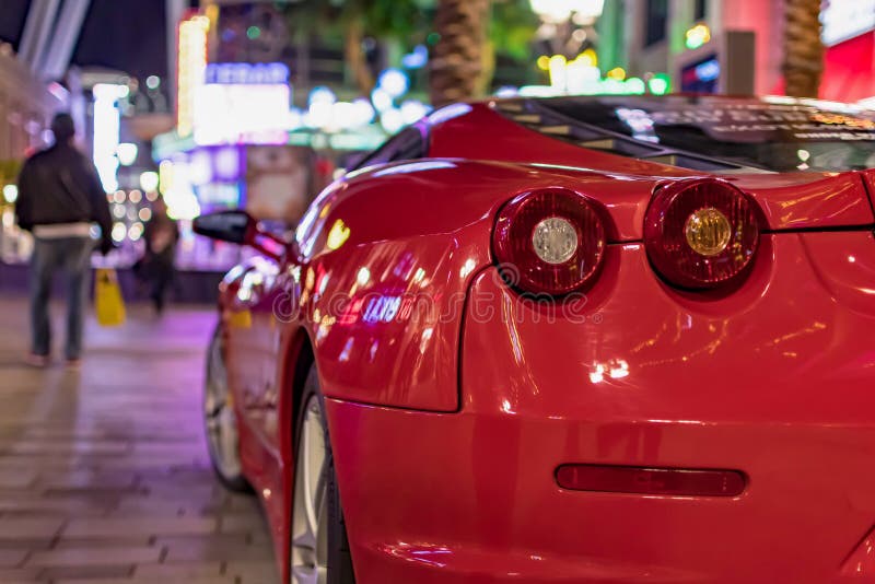 Back View of Red Ferrari. and Tail Lights Editorial Image - Image of ...