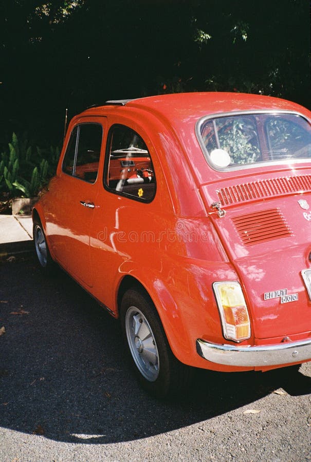 Back View of Red Retro Car Parked Editorial Stock Image - Image of ...